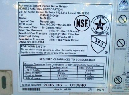 The Age of a Navien Tankless Water Heater from Serial Number